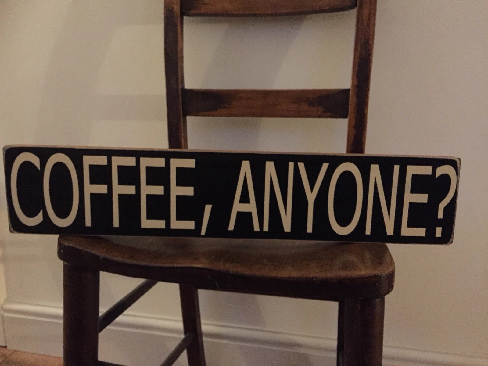 Coffee Anyone Sign - Vintage Wooden Kitchen Cafe Decor UK – Fat Frog Signs